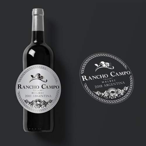 Silver Argentinian Malbec Label set | Product label contest