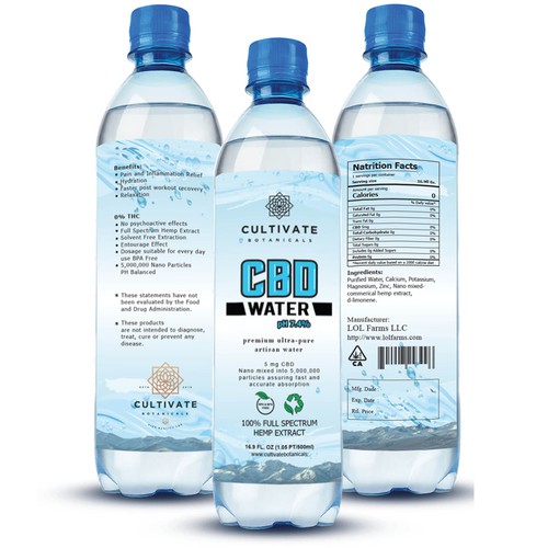 CBD water labe for california cannabis start up | Product label contest