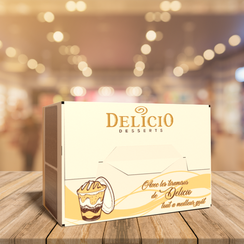 Créer un packaging de la marque de dessert tiramisu DELICIO / Create a ...