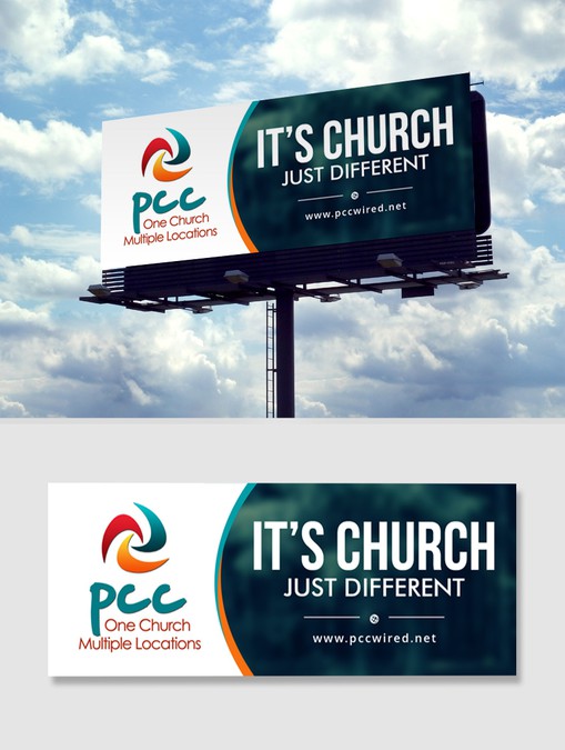 Create a bold, edgy, DIFFERENT outdoor sign for a multi-campus church ...