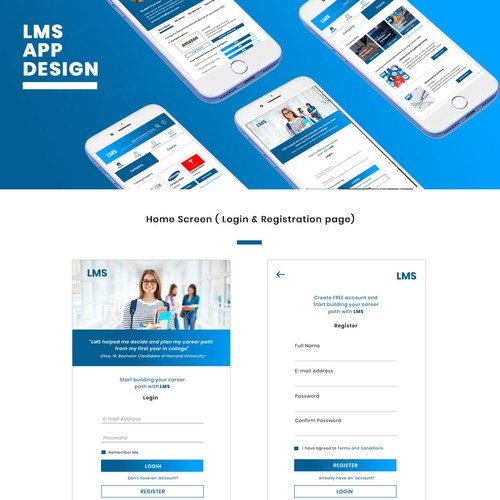 Design a clean, professional, modern UI for LMS | App design contest