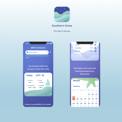Designs | Southern Snow: Single screen mobile app to answer the ...