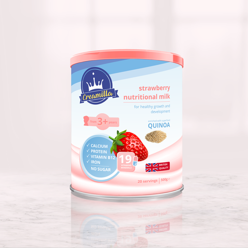 Strawberry milk powder packaging design | Product packaging contest