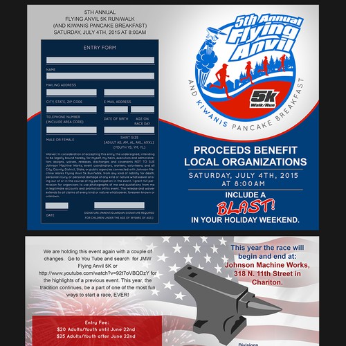 Flying Anvil 5k Registration | Postcard, flyer or print contest
