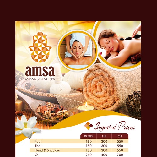 Create a menu page for a nice massage and spa in Bangkok | Brochure contest