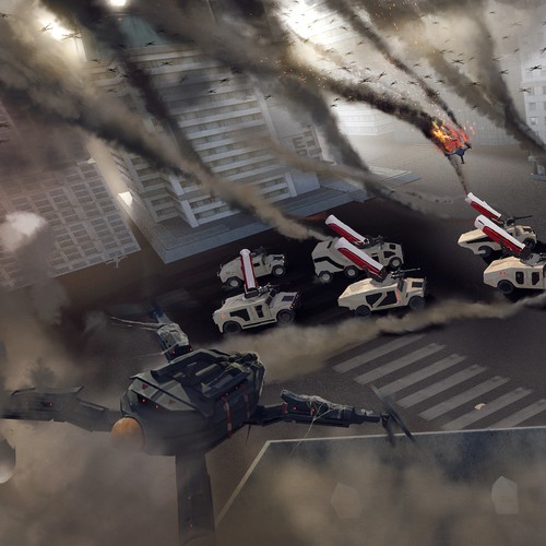 Illustrate a drone swarm attack and defense operation. | Illustration ...