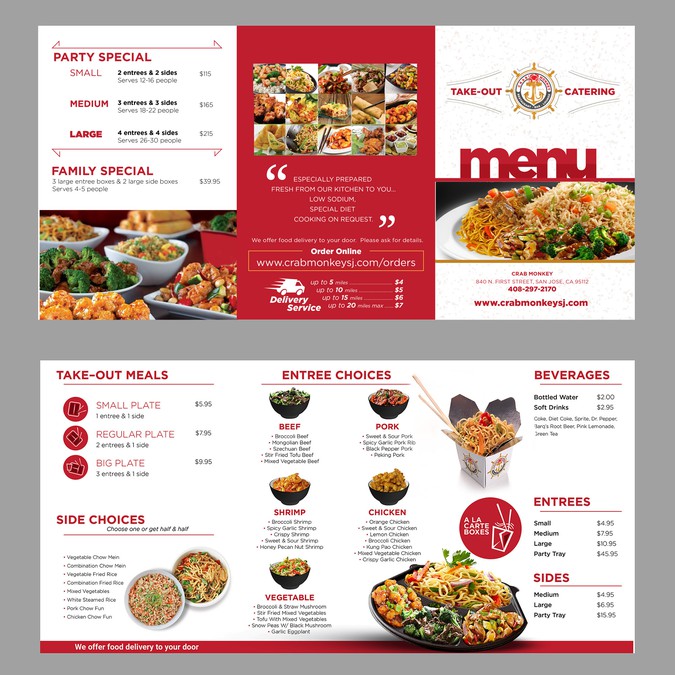 Take out - Catering Menu | Menu contest