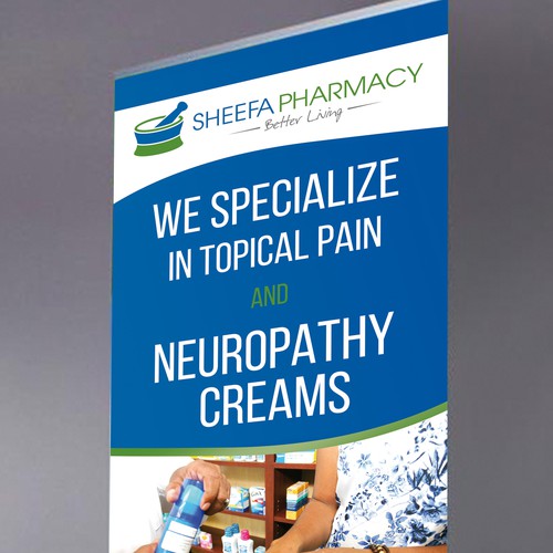 Sheefa Pharmacy Banner Stand | Signage contest