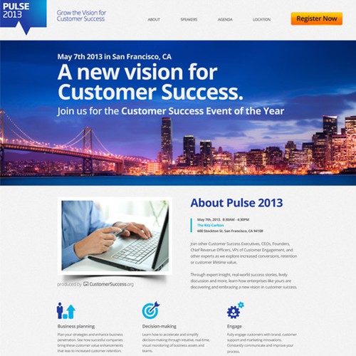 The 2013 Customer Success Conference Webpage | Web page design contest