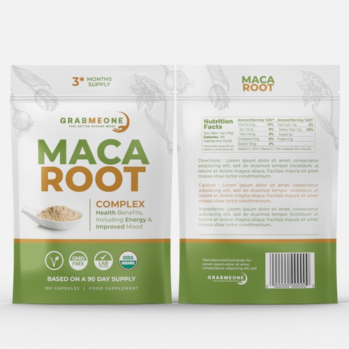 Designs | Design Stunning Maca Root Supplement Label for Pouch ...