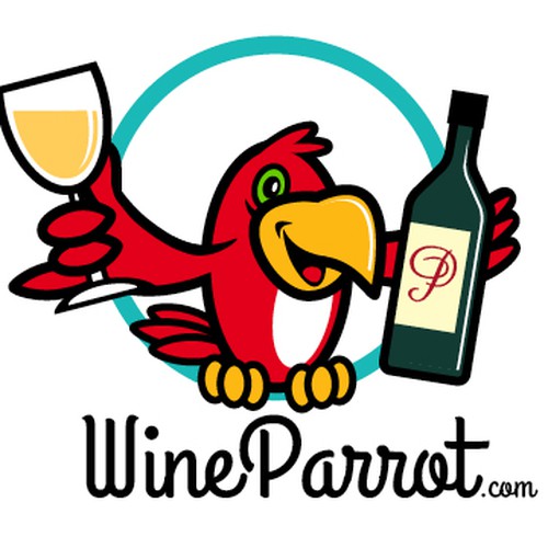 Cartoony logo featuring a parrot drinking wine! | Logo design contest