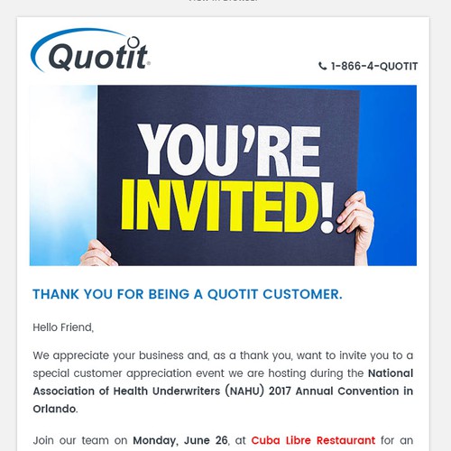 Create invitation email for customer appreciation event | Email contest