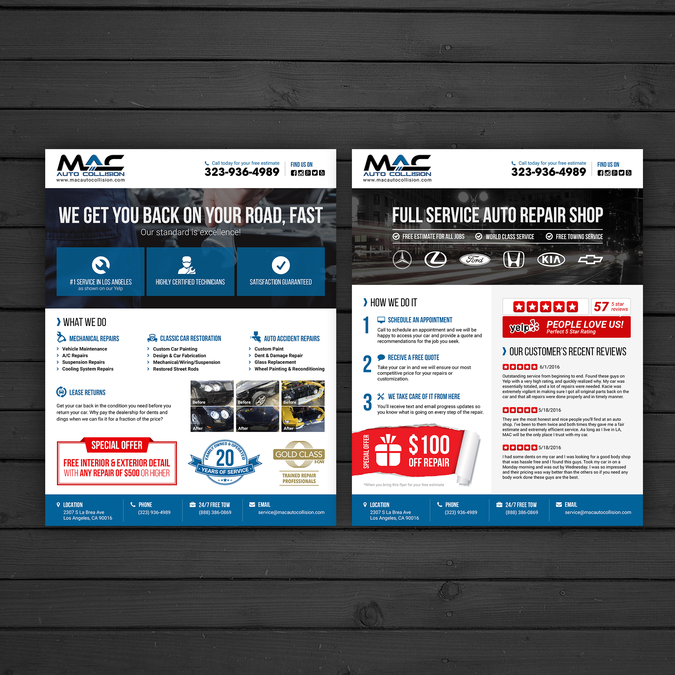 AUTO BODY SHOP FLYER IN LOS ANGELES | Postcard, flyer or print contest