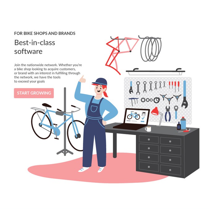 create a fun & friendly illustration for bike shop software company ...