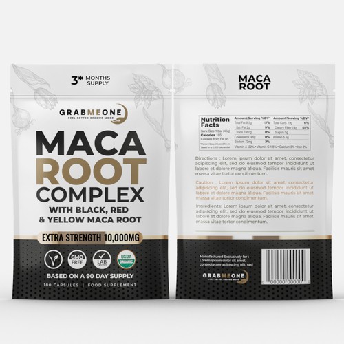 Designs | Design Stunning Maca Root Supplement Label for Pouch ...