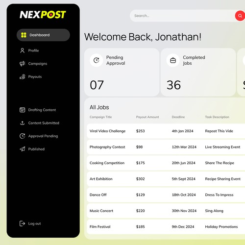 Design a modern gig-worker app connecting creators and brands for ...