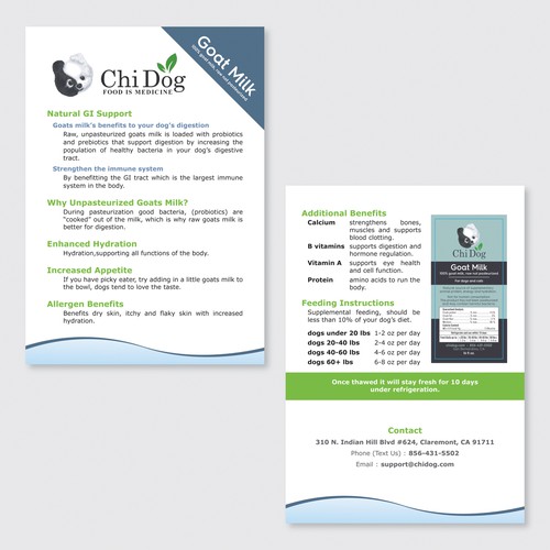 Designs | Goat Milk add on product flyer to add to order od fresh dog ...
