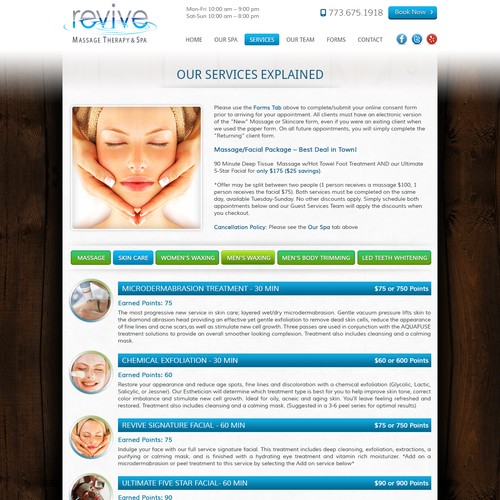 Modern/Sleek Website design for Revive Massage Therapy & Spa | Web page ...