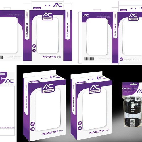 Create a Modern packaging design for a high tech cell phone accessory ...