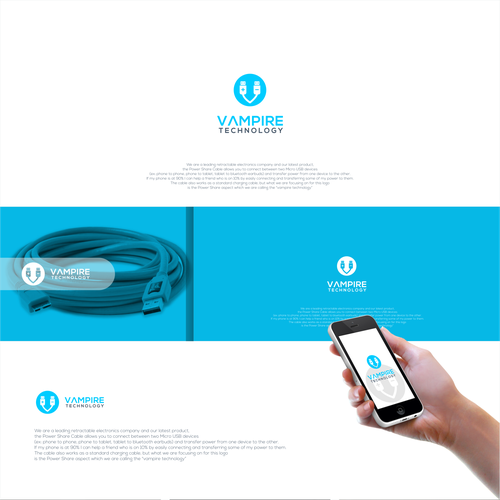 Create a clever, modern logo for Vampire Technology power share cable ...