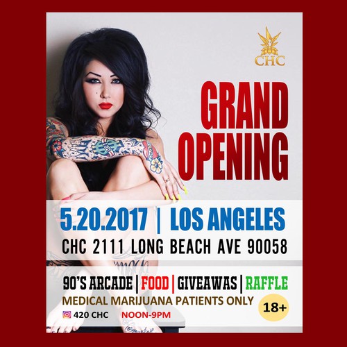 Grand opening flyer for our marijuana dispensary with guest hosts ...
