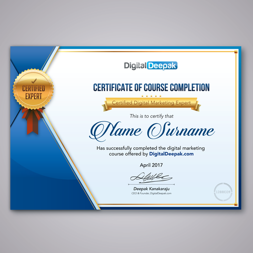 Create a Certificate Design for an Online Course | Other design contest