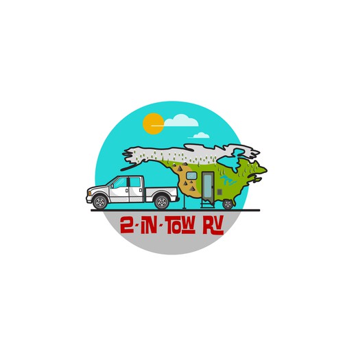 Illustrated, fun, modern, cartoon style logo for couple traveling in a ...