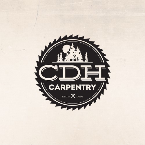 Create a trendy logo for timber frame construction company in a scenic ...