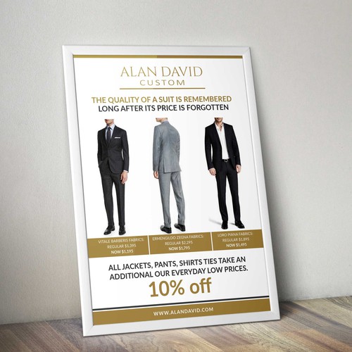 Create a beautiful and upscale direct mail piece for a custom suit ...