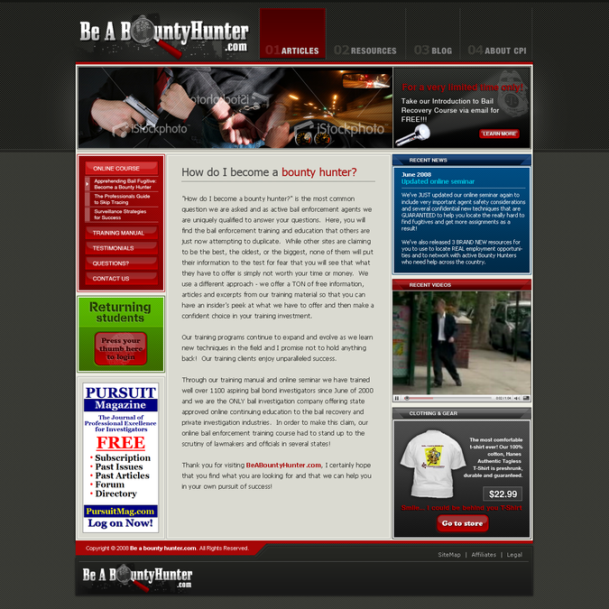 "Become a Bounty Hunter" Website Needs Complete Redesign | Web page ...