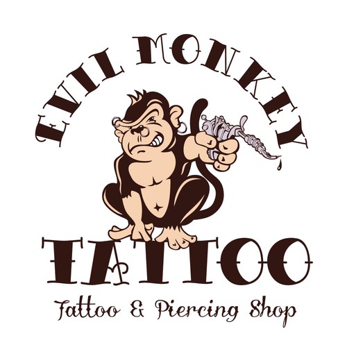 Evil Monkey Tattoo Logo and Artwork | Logo design contest