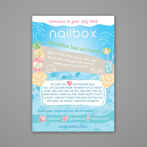 Create an A6 flyer for a monthly subscription box in the beauty niche ...
