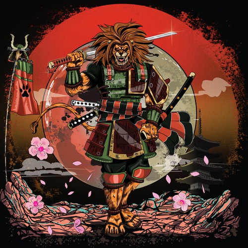 Designs | Manga style samurai lion illustration | Illustration or ...