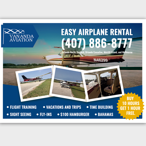 Design an Airplane Rental Flyer | Postcard, flyer or print contest