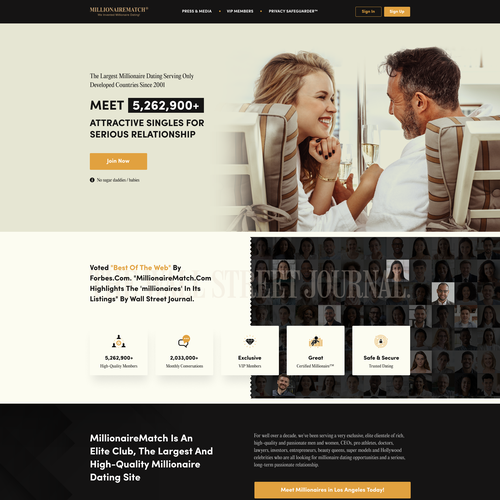 Designs | We need a luxury new web design for Millionaire dating site ...