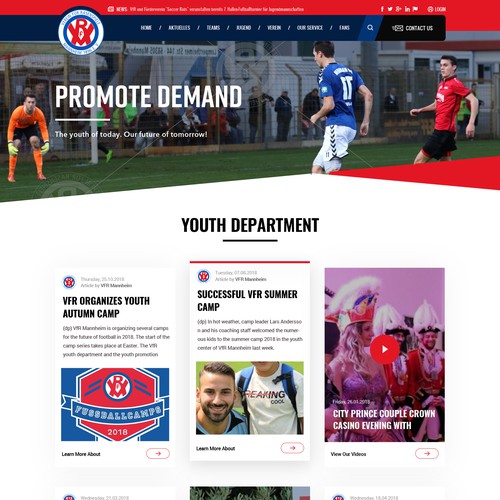 Designs | Create a Redesign for a Soccer Club Website | Web page design ...