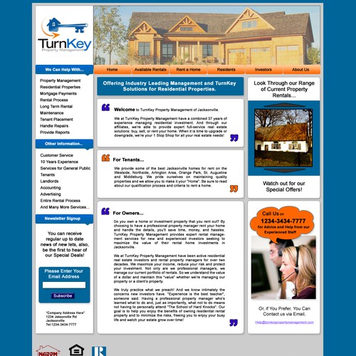 Webpage Template for Rental Property Management Company | Web page ...