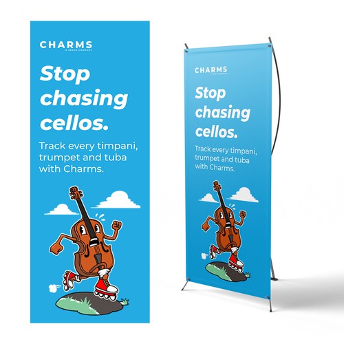 Anthropomorphic Running Cello For Conference Banner | Character or ...