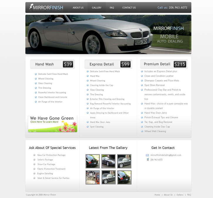 Auto Detailing Website | Web page design contest