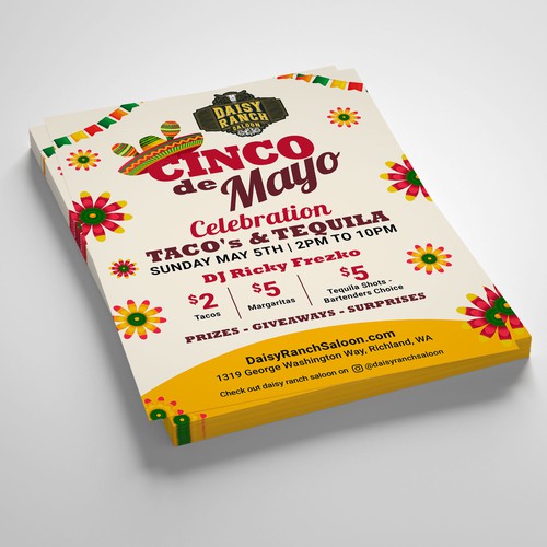 Designs | Daisy Ranch Saloon - Cinco de mayo party art | Postcard ...