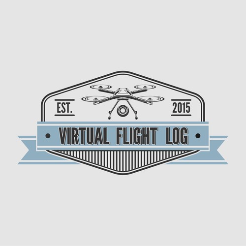 Create vintage logo with modern drone for flight logging software ...
