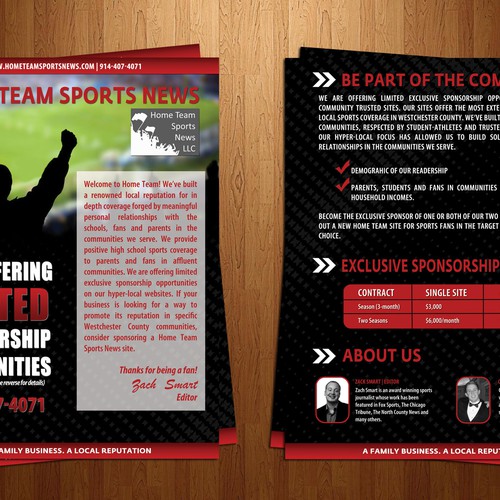 Create a Sponsorship brochure for a local sports news outlet | Postcard ...