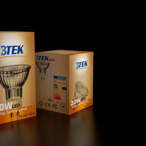 Create a brand led lighting retail packing box with recycled paper ...