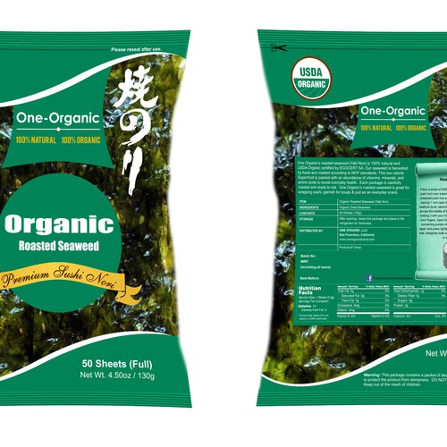 Help One Organic design a new Roasted Seaweed (Nori) label from the ...