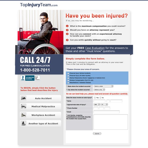 Designs | Personal Injury Landing Page | Web page design contest