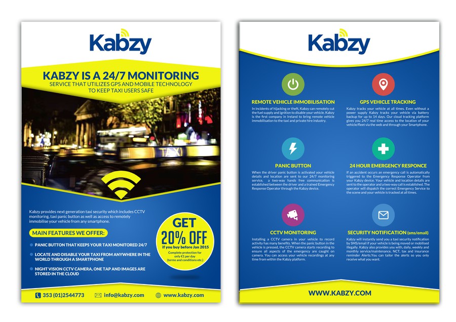 Create a leaflet for the future of taxi security | Postcard, flyer or ...