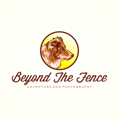 Draw Australian Shepherd dog and nature for an adventure photographer ...