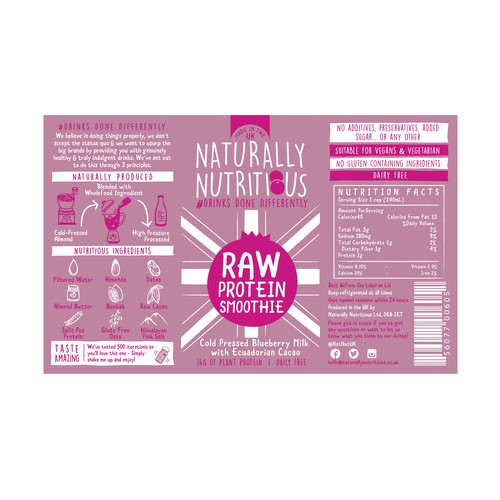 Raw Protein Smoothie label for brand looking to create change & disrupt ...