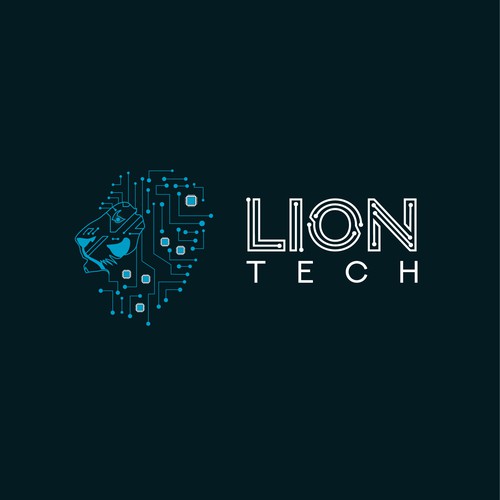 LionTech wants a logo with our name and a digital/circuit lion head ...