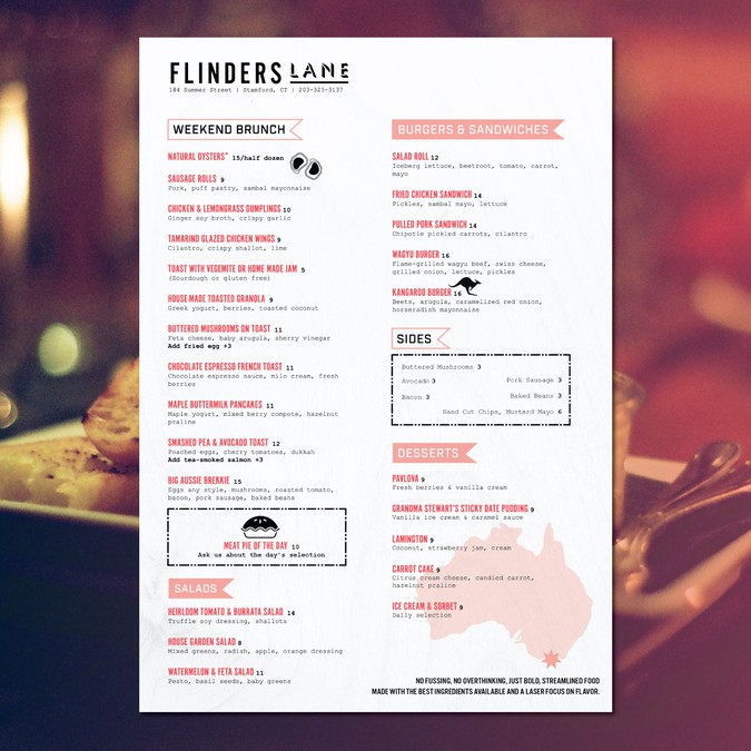 Design urban chic menu for Modern Australian restaurant | Menu contest